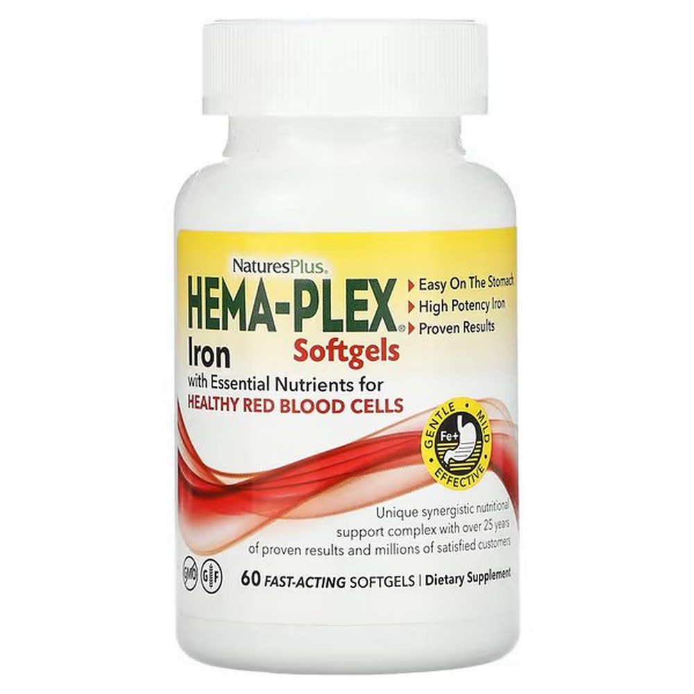 NaturesPlus, Hema-Plex, 60 quick-acting soft capsules,NaturesPlus, Hema ...