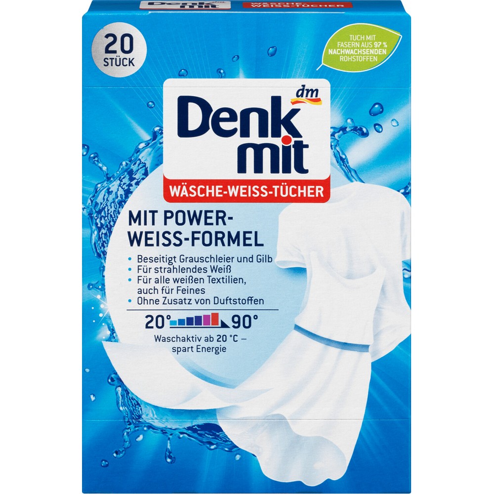 Denkmit laundry white cloths (20 pcs),Denkmit Wäsche Weiß Tücher (20 St ...