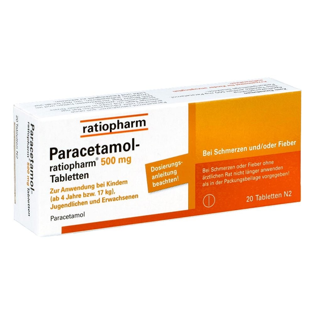Paracetamol ratiopharm 500mg - for fever (20 pieces),Paracetamol ...