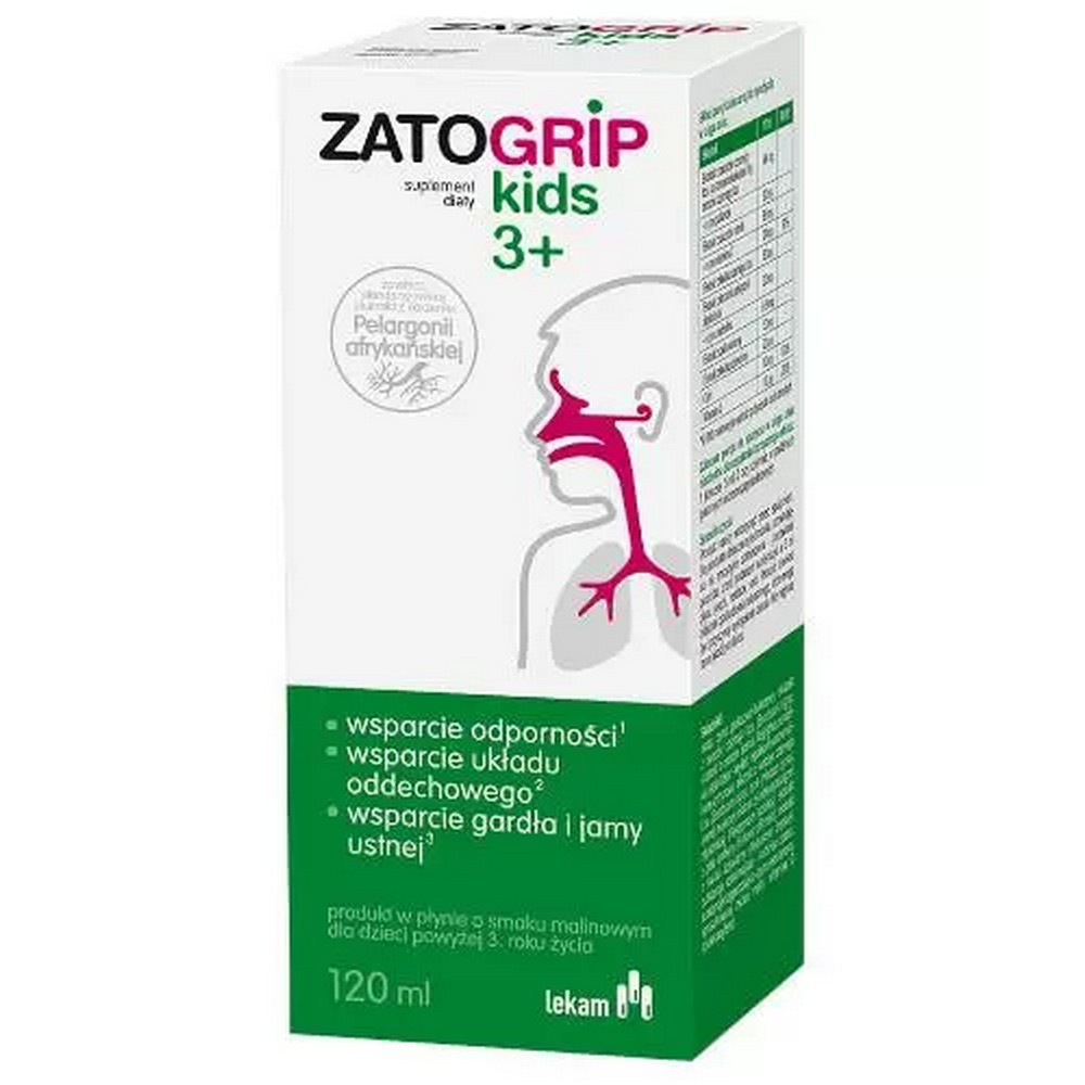 ZATOGRIP KIDS 3+, RASPBERRY SYRUP, 120 ML - Kidsapo