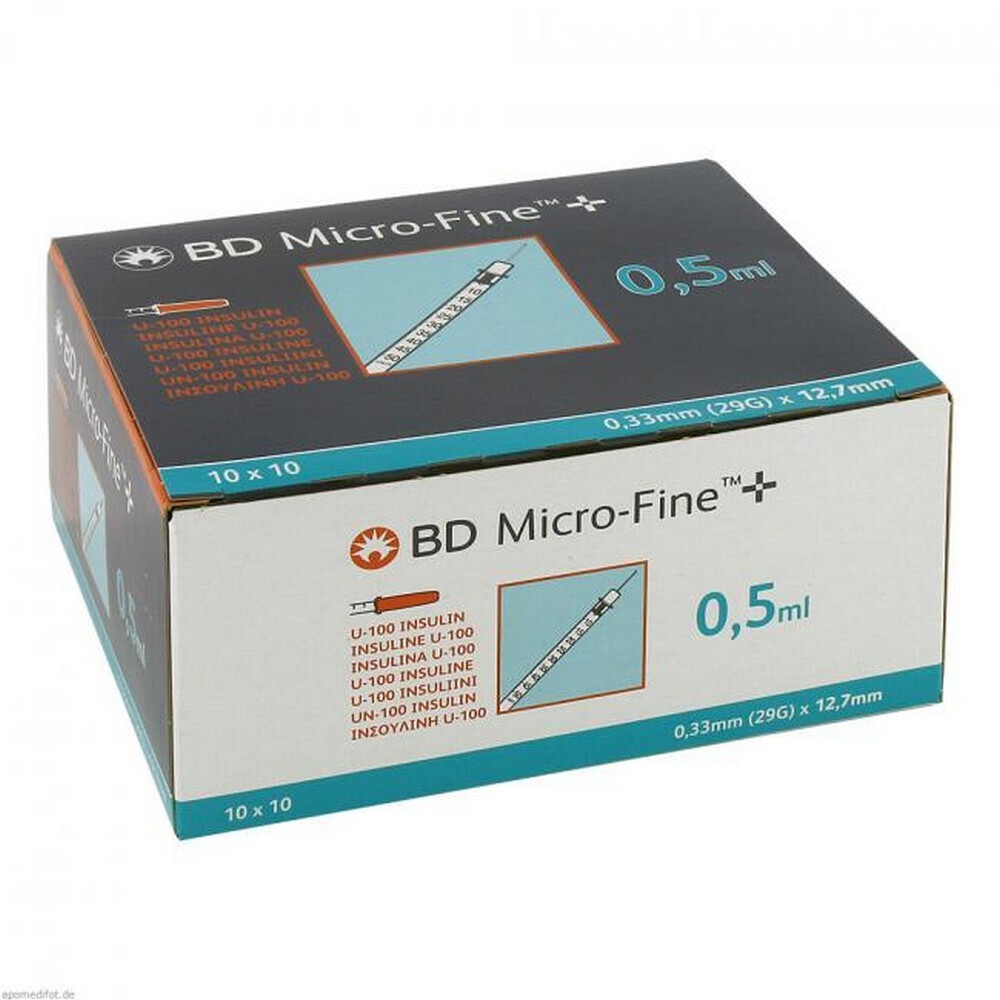 BD MICRO-FINE+ InsulinSpr.5 ml U100 12.7 mm, 100x0.5 ml - Kidsapo