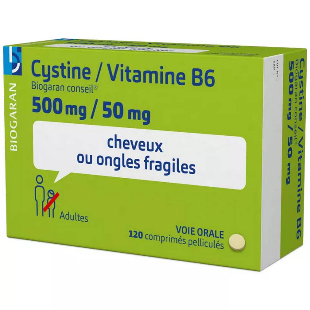 Cystine Vitamin B6 Biogaran 500 mg/50 mg, 120, BIOGARAN - Kidsapo