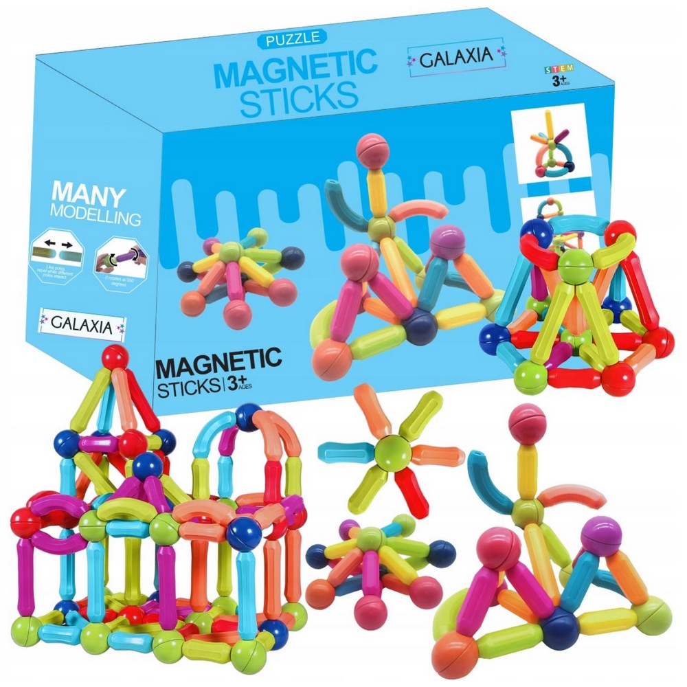MAGNETIC BLOCKS LARGE Construction For Children 120,Klocki magnetyczne ...