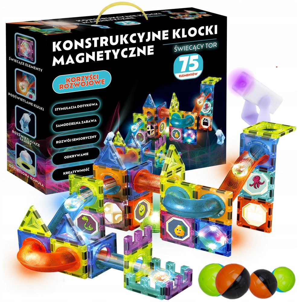 MAGNETIC CONSTRUCTION BLOCKS ILLUMINATING TRACK EDUCATIONAL FOR ...
