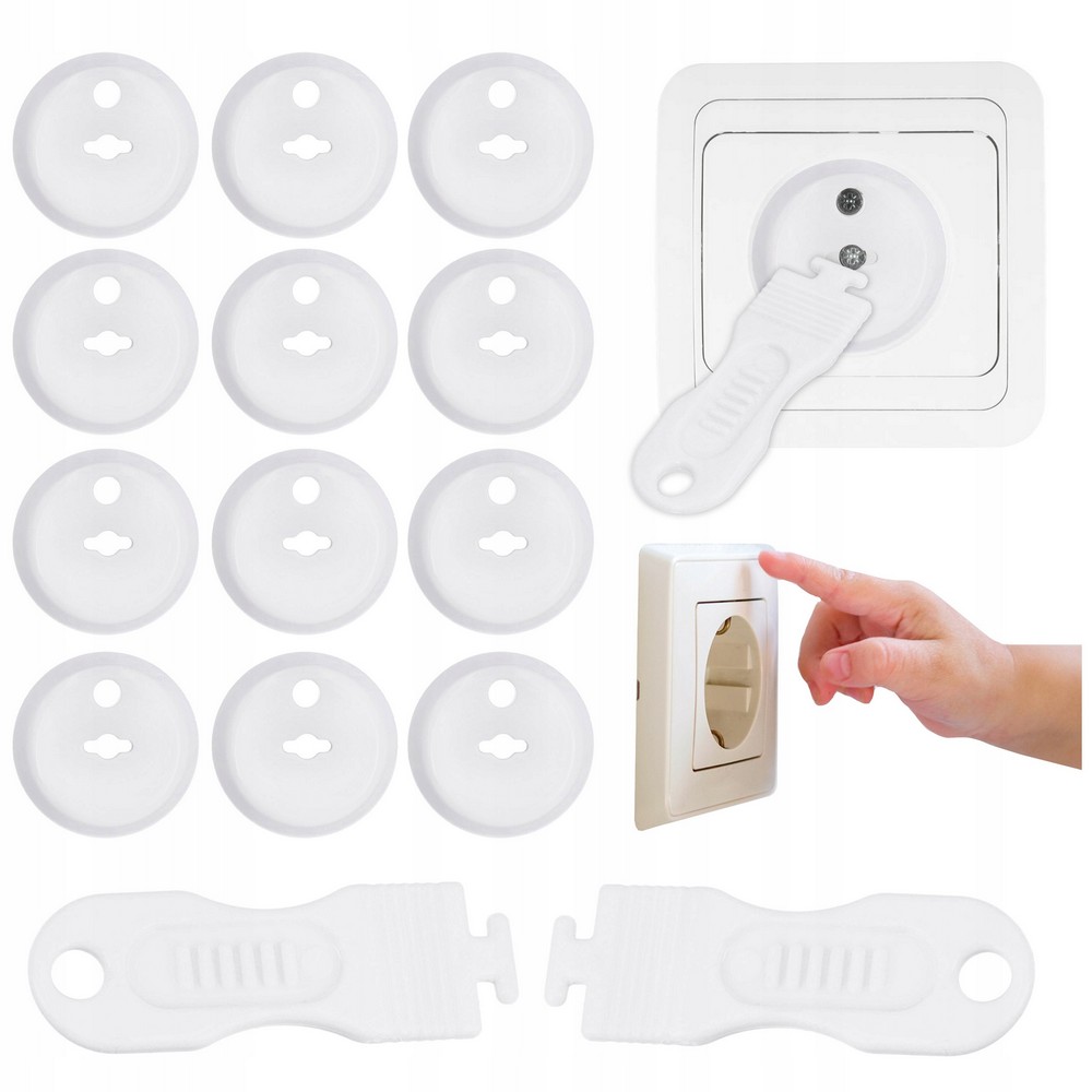 SOCKET COVERS for contacts with a pin, white protection, 12 pcs,Osłony ...