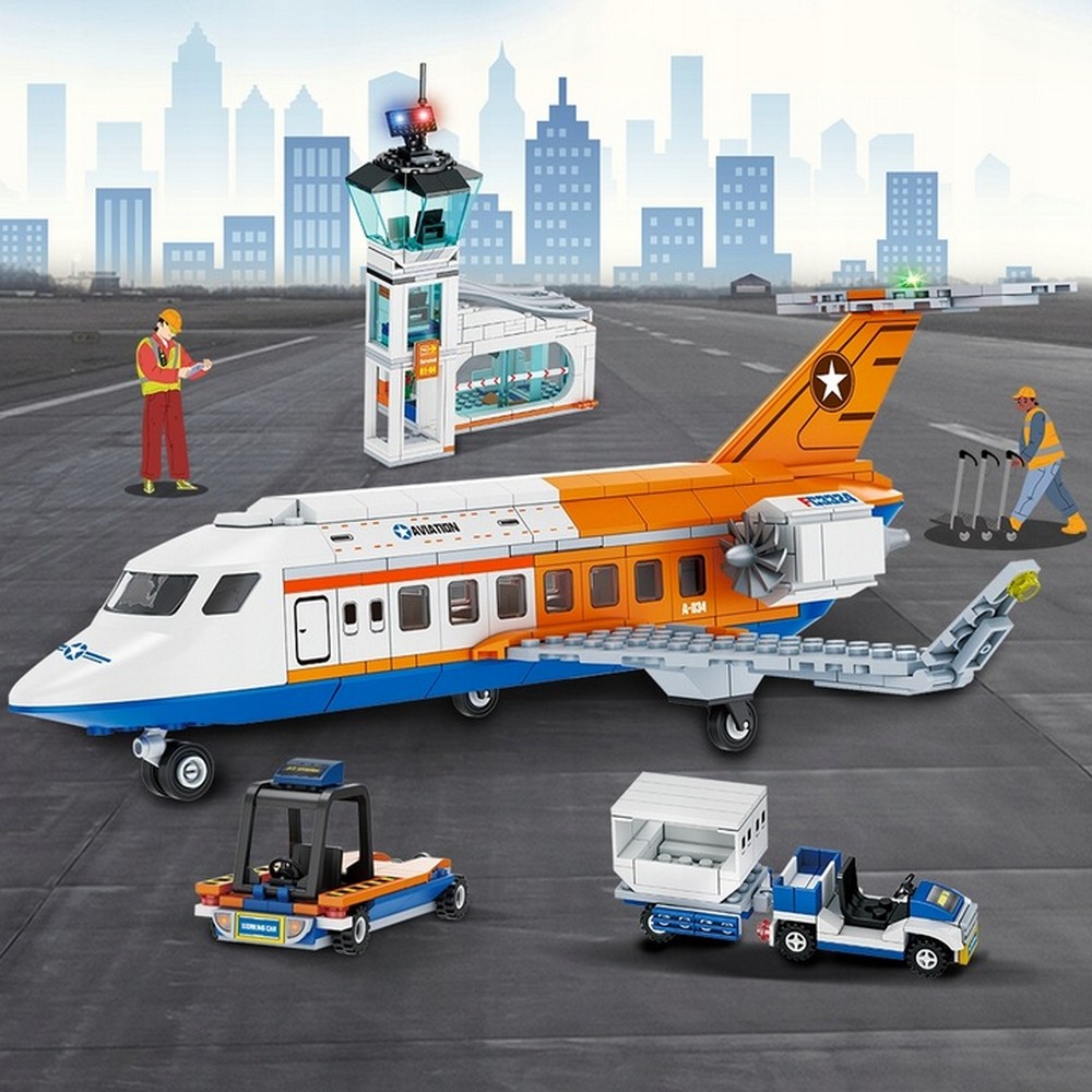 BLOCKS PASSENGER PLANE AIRPORT HELICOPTER FIGURINE 3in1 GIFT 711pcs ...